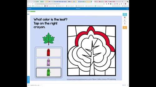 Preschool and Kindergarten BOOM Cards™ Activity -- What Color Is the Leaf