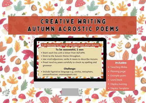 Autumn/Fall Acrostic Poem Writing Lesson & Display Pack by Mrs McL Teaches
