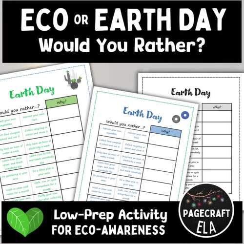 Earth Day Would You Rather This or That Break Breaks in Fun Game Format