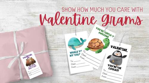 Valentine Grams Classroom PTA or PTO Fundraiser, Valentine Card Animal ...