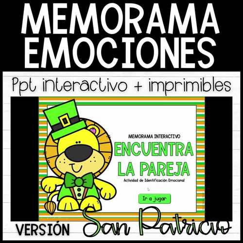 MEMORAMA INTERACTIVO EMOCIONES SAN PATRICIO. PowerPoint interactivo en ...