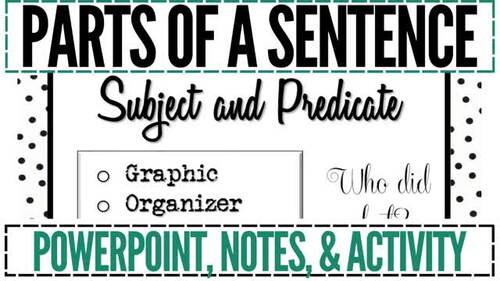 Parts of a Sentence Middle School | SUBJECT PREDICATE PowerPoint, Notes ...