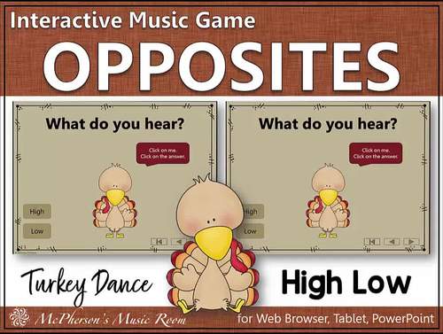 Thanksgiving Music High and Low Interactive Music Game {Turkey Dance}
