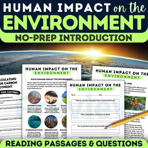 Human Impact on the Environment Reading Passages Activity | Climate ...