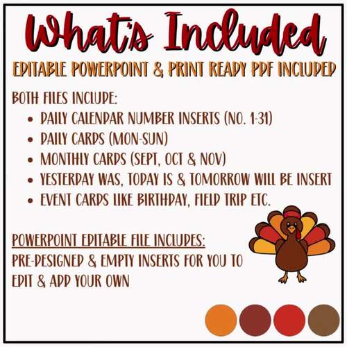 Autumn Classroom Pocket Chart Calendar Set, Fall Bulletin Board ...