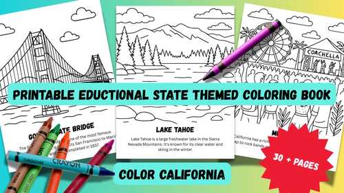Color California – State Facts Coloring Book – Printable Social Studies ...