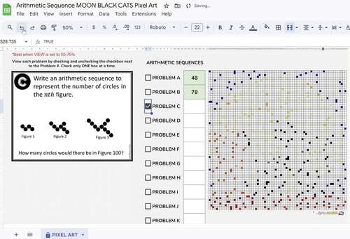 Finding nth Term in Arithmetic Sequences from Patterns Digital Pixel Art