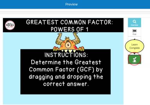 Greatest Common Factors (GCF) Powers of 1 Math Activity Boom Cards™ 8th ...