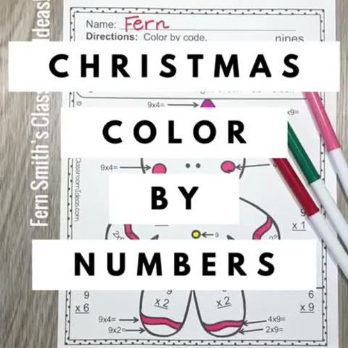 Christmas Color By Number Multiplication Facts One to Ten Bundle