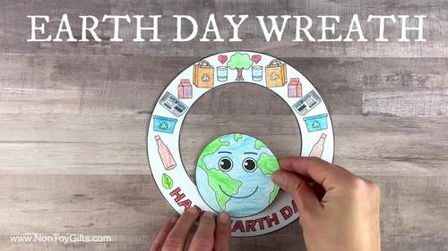 Earth Day Craft - Coloring Wreath Activity - Preschool Recycle Craft