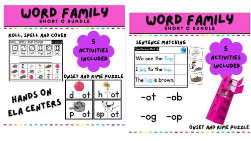 Short O Word Family: ELA Centers by Inspired by Little Hands | TPT