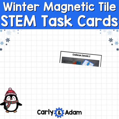 Winter Magnetic Tile STEM Task Cards Pre-k and Kindergarten Penguin ...
