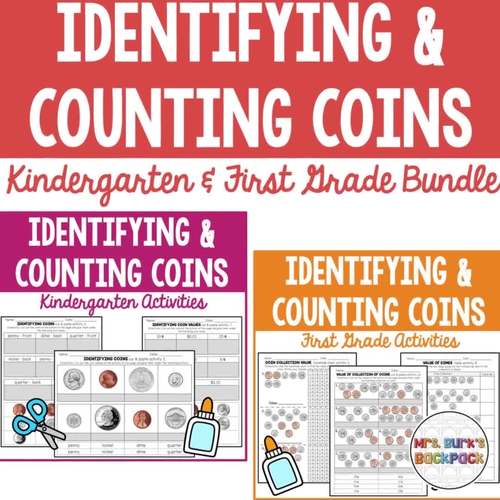 Identifying & Counting U.S. Coins Kindergarten/1st Grade Math Activity ...