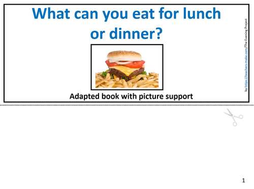 Lunch/dinner foods interactive book for Early childhood and Special ...