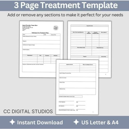 Treatment Plan Template Substance Use Editable Google Doc by CC Digital ...