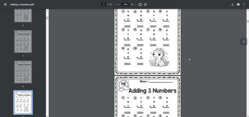 Adding 3 Single-Digit Numbers(Number Up to 25) |Dinosaur theme | 100 ...