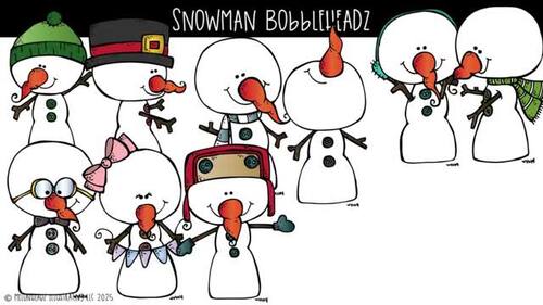Snowman clip art, Bobbleheadz clip art, Winter clip art COLORED Version