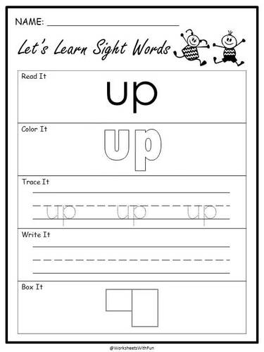 Dolch Sight Words Worksheets, Kindergarten Pre-Primer Practice Sheets ...