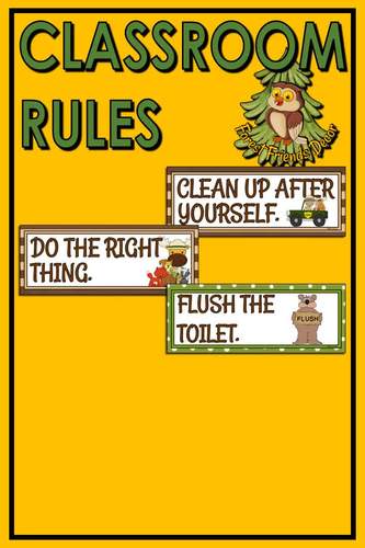 CLASSROOM RULES Forest Woodland Camping Classroom Management Decor