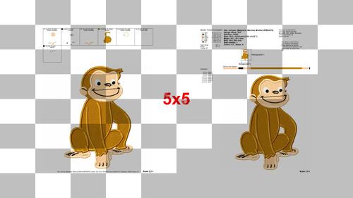 Curious George Fill Embroidery Design 01 - Instant Download by Aneta H