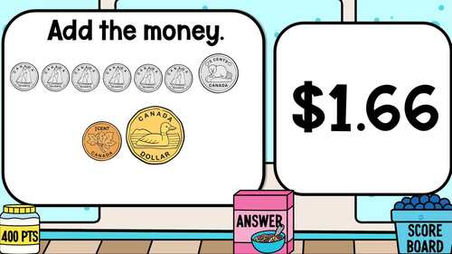Canadian Money Games Counting and Identifying Coins and Bills Math Game ...