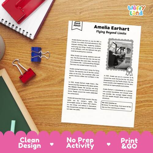 Amelia Earhart Biography Reading Passage | Writing Activity | Women's ...
