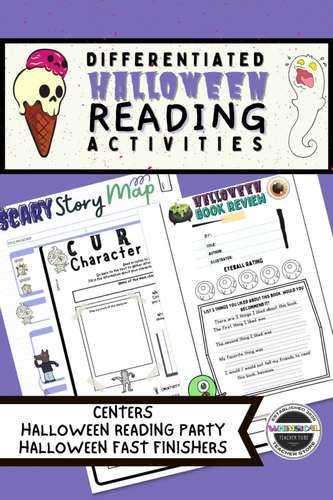 Differentiated Halloween Reading Activities, Centers, Reading Party