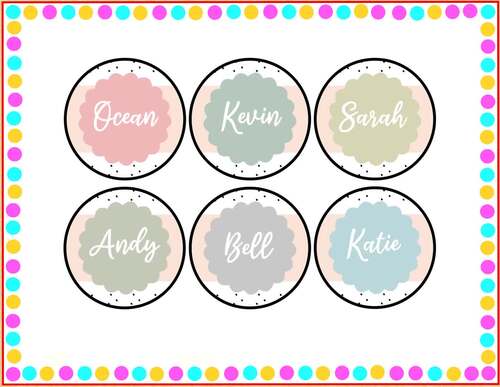 Printable Boho Spotty Student Name Plates, Neutral Colors Name Badges