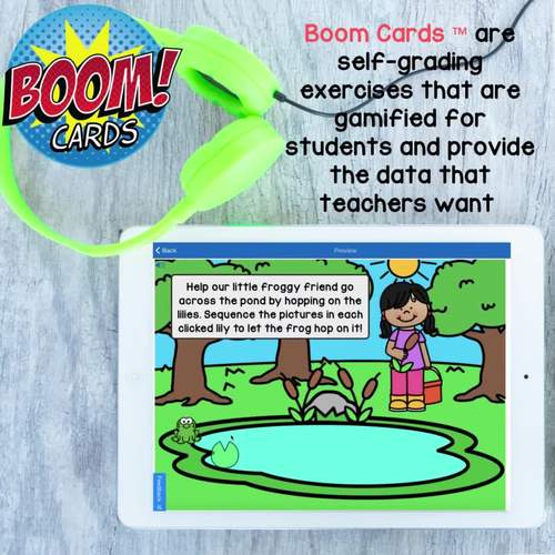 Sequencing 3 Events Froggy Afternoon Boom Cards by Little Beacon