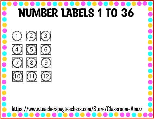 Printable Number Labels 1 to 36, Back to School Number Labels, Lockers ...