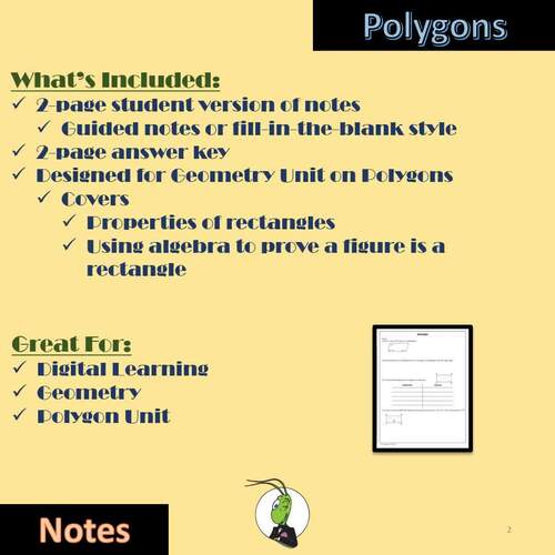 Rectangle Properties Guided Notes for Quadrilaterals and Polygon Unit ...