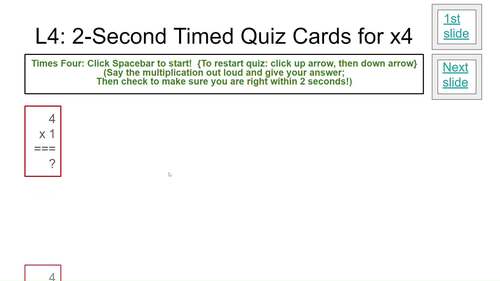 Digital Times Table Flashcards for Google Slides-LEVEL 4, Timed Math ...