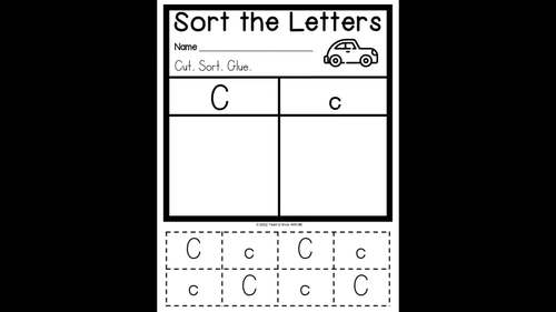 Alphabet Cut and Paste Letter Sorts Capital and Lowercase Letters NO PREP