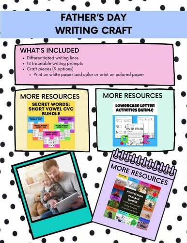 Father's Day Writing Craftivity - Writing Prompts & Craft Grandpa June ...