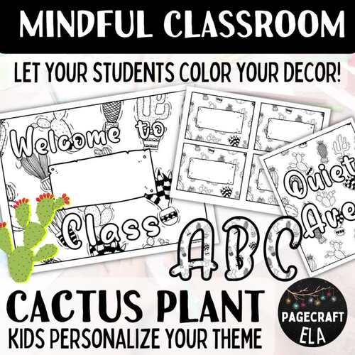 Cactus Plant Mindful Coloring Classroom Décor | Printable Posters and Signs