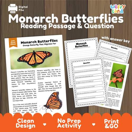 Monarch Butterflies Reading Passage | Nonfiction Comprehension ...
