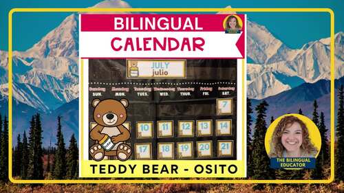 Bilingual Spanish English Calendar Months of the Year Teddy Bear