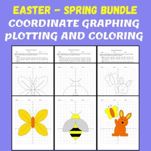 Spring & Easter Graphing Coordinates - Plotting Drawing And Coloring Pages