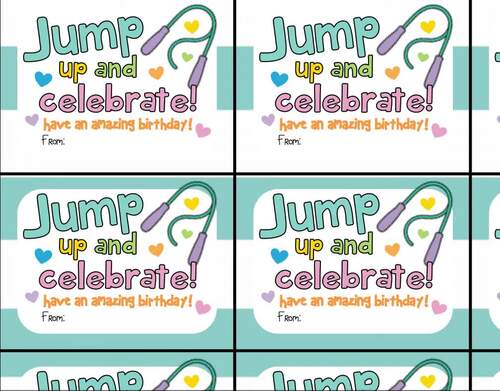 Jump Rope Birthday Gift Tag- Jump up and celebrate! Have an amazing ...