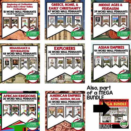 World History Word Wall Early Man to Empires World History Posters Bundle