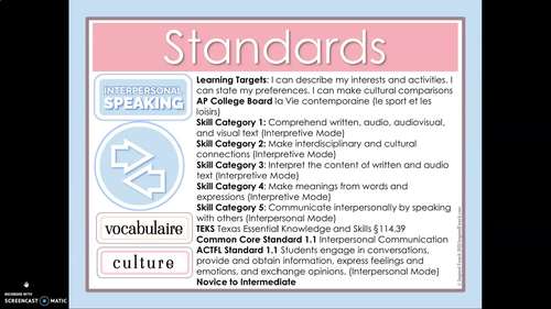 French Sport Activity Interpersonal Speaking Performance Task Novice