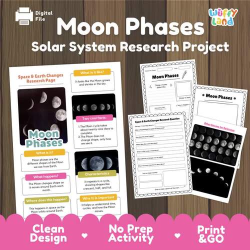 Moon Phases Research Project | Lunar Cycle Informational Text & Science ...