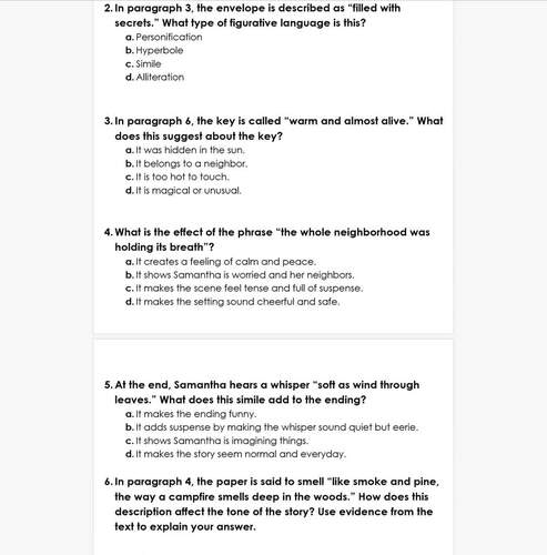 Middle School Figurative Language & Tone Practice | Creative Reading ...