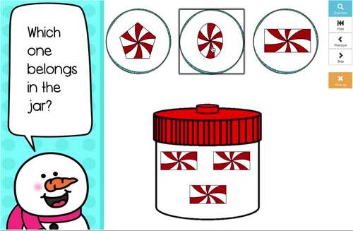 Christmas 2D Shapes Kindergarten Activities - Which One Belongs Boom Cards