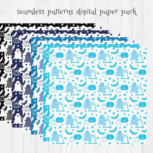 Halloween Paper Pack, Rainbow Colours & White Seamless Patterns | TPT