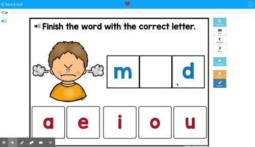 CVC Boom Cards ™ | Middle Vowel Sounds in CVC Words Task Cards | TPT