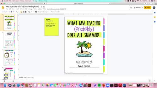 Teacher Summer Writing Activity - Print and Digital Versions | TPT