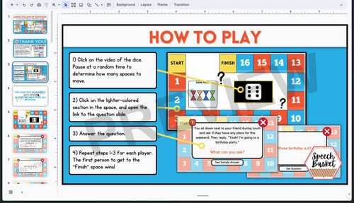 Summer Asking Follow Up Questions Conversation Game | Social Communication