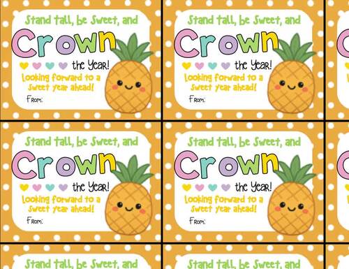 Pineapple-Themed Beginning-of-Year Gift Tag- Stand Tall, be Sweet, and ...
