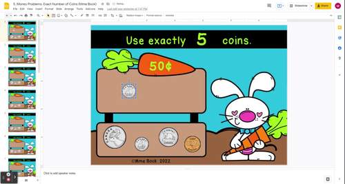 Money Problems: Exact Number of Coins (Canadian Currency): Google Slides™
